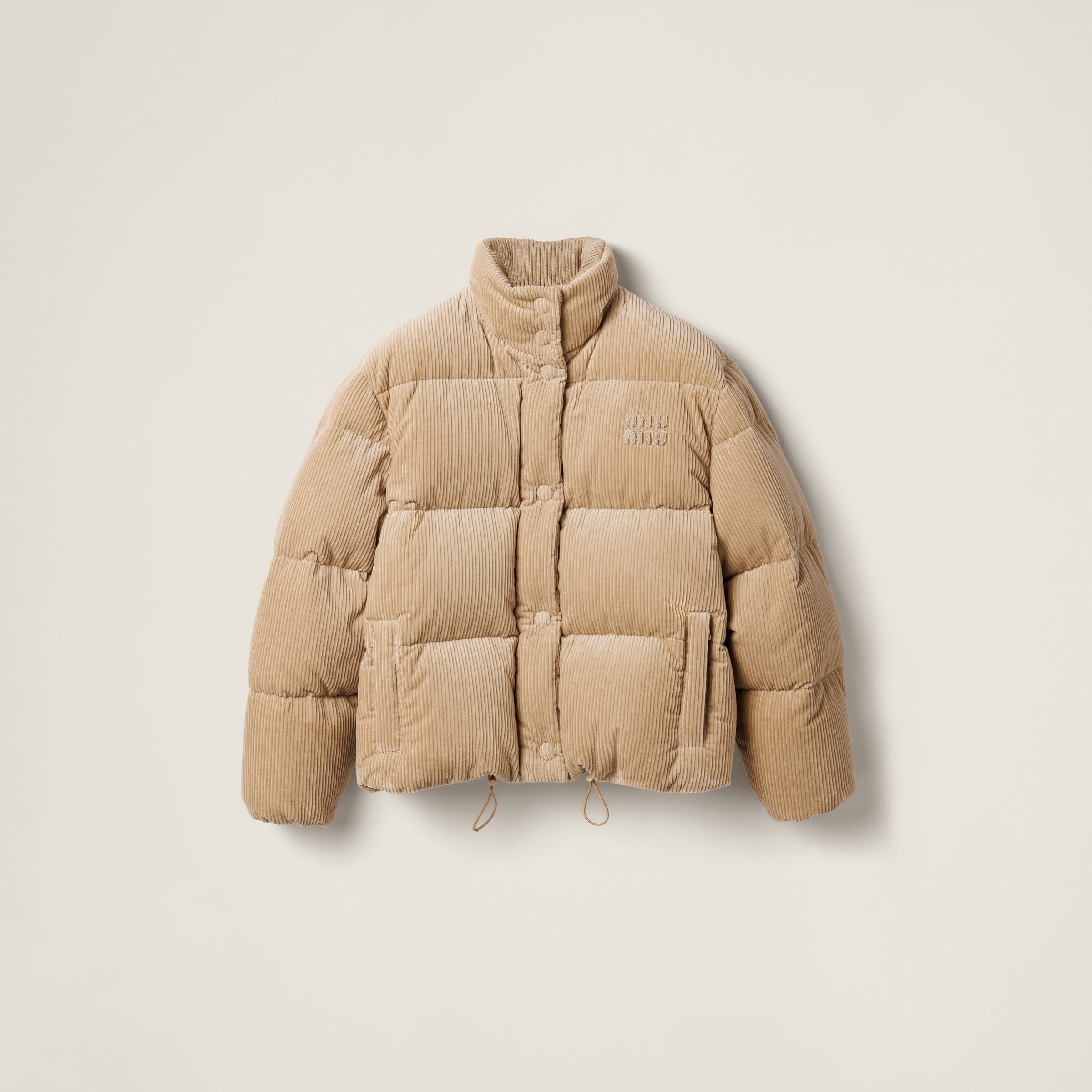Miu Miu Medium-Weight Corduroy Down Jacket - Sand Beige | Editorialist